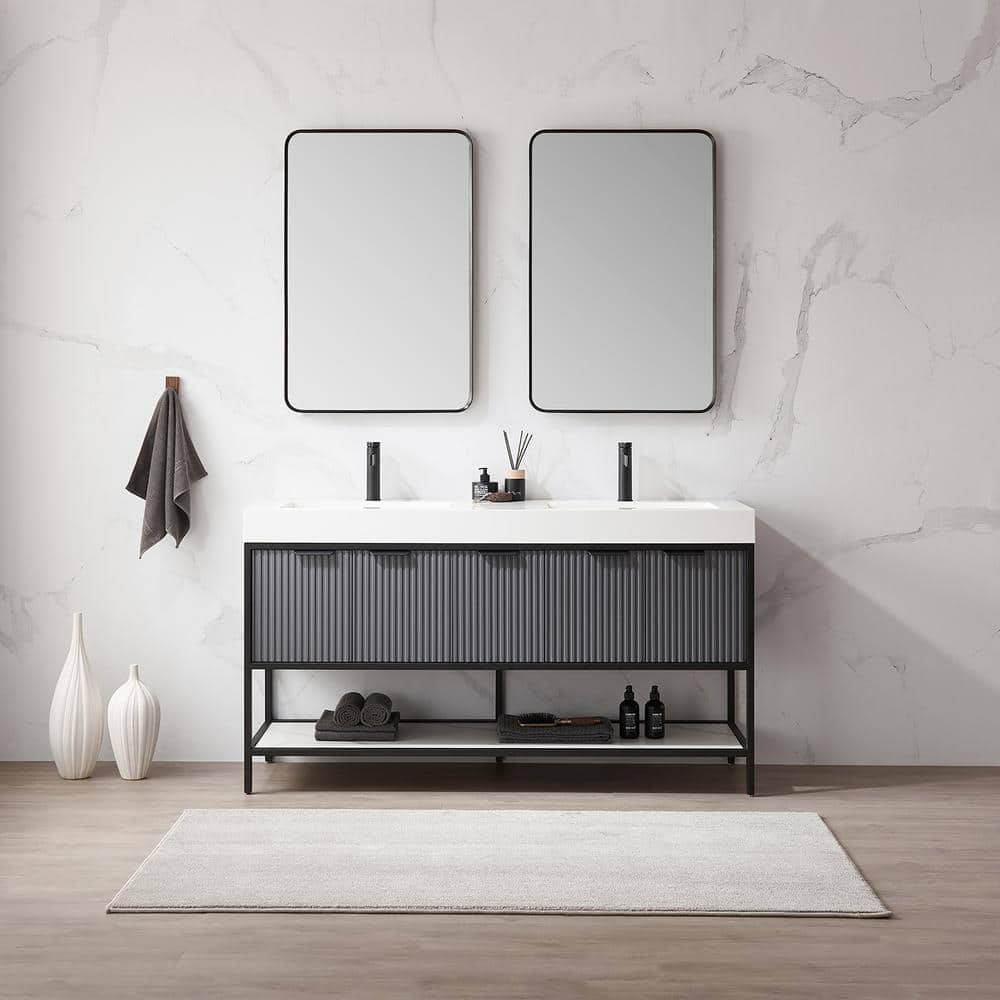 ROSWELL Marcilla 60 in. W x 20 in. D x 34 in . H Double Sink Bath ...
