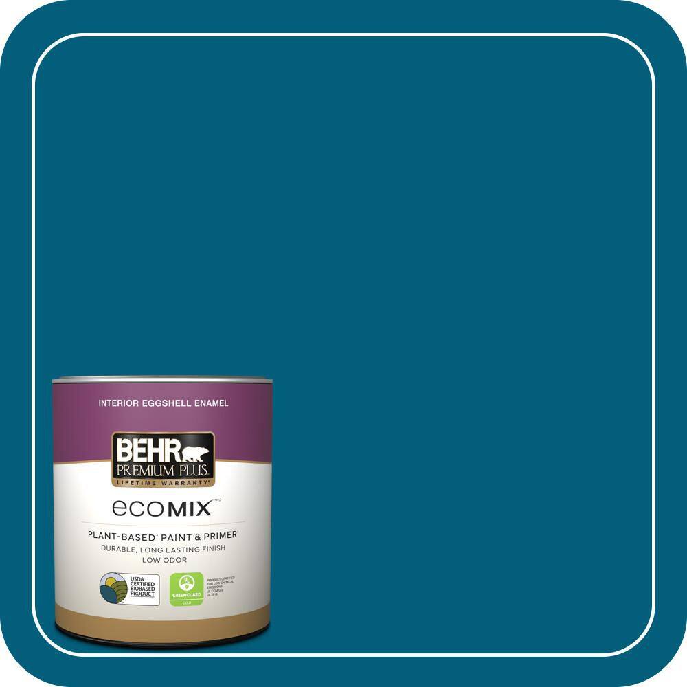 BEHR PREMIUM PLUS 1 qt. #MQ5-62 Blue Edge Eggshell Enamel EcoMix Plant ...