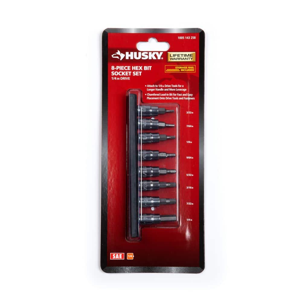 Husky 1 4 In Drive Sae Metric Hex Torx Bit Socket Set 30 Piece