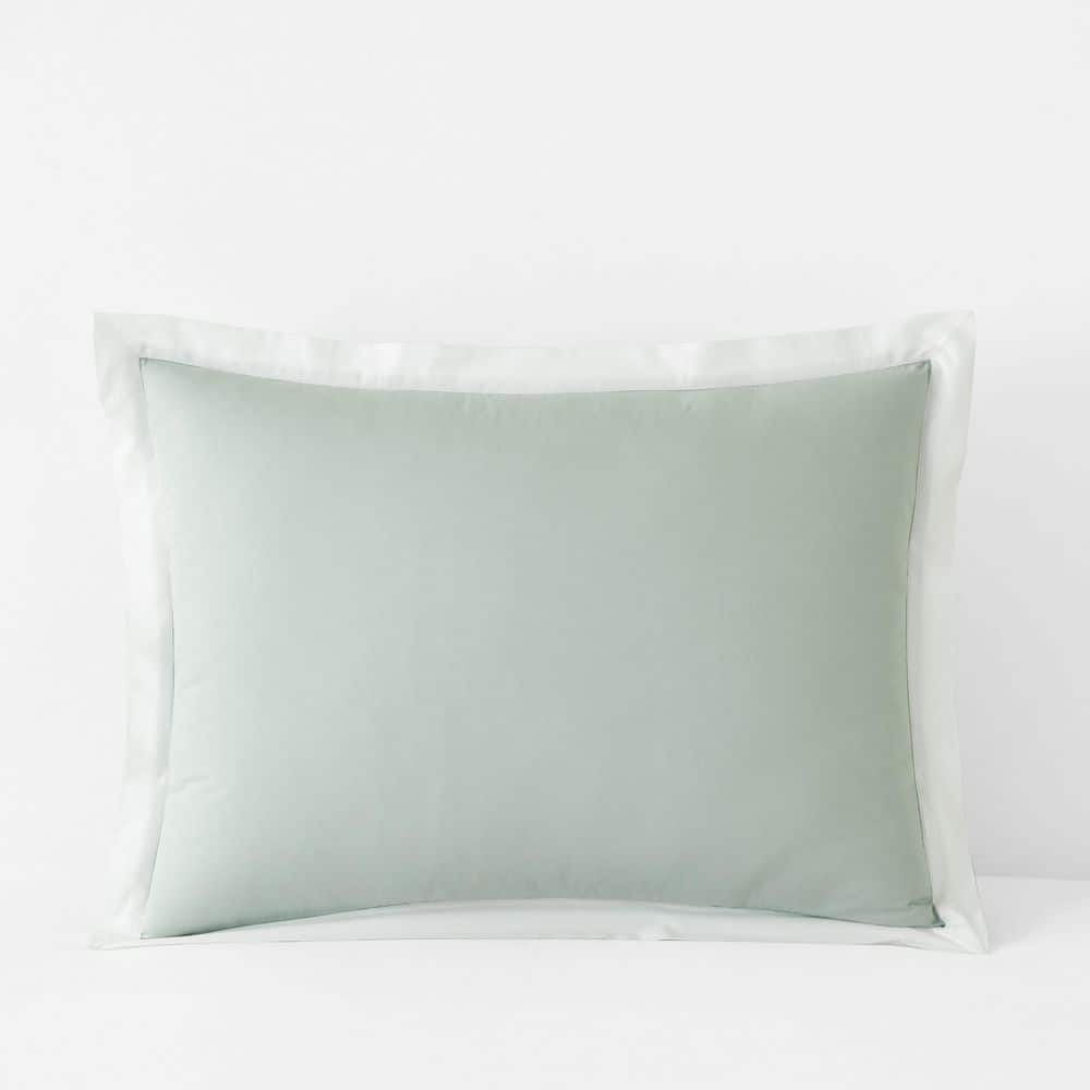 The Company Store Company Cotton Solid Border Trim Sea Mist Cotton Standard Sham 51408F-STD ...