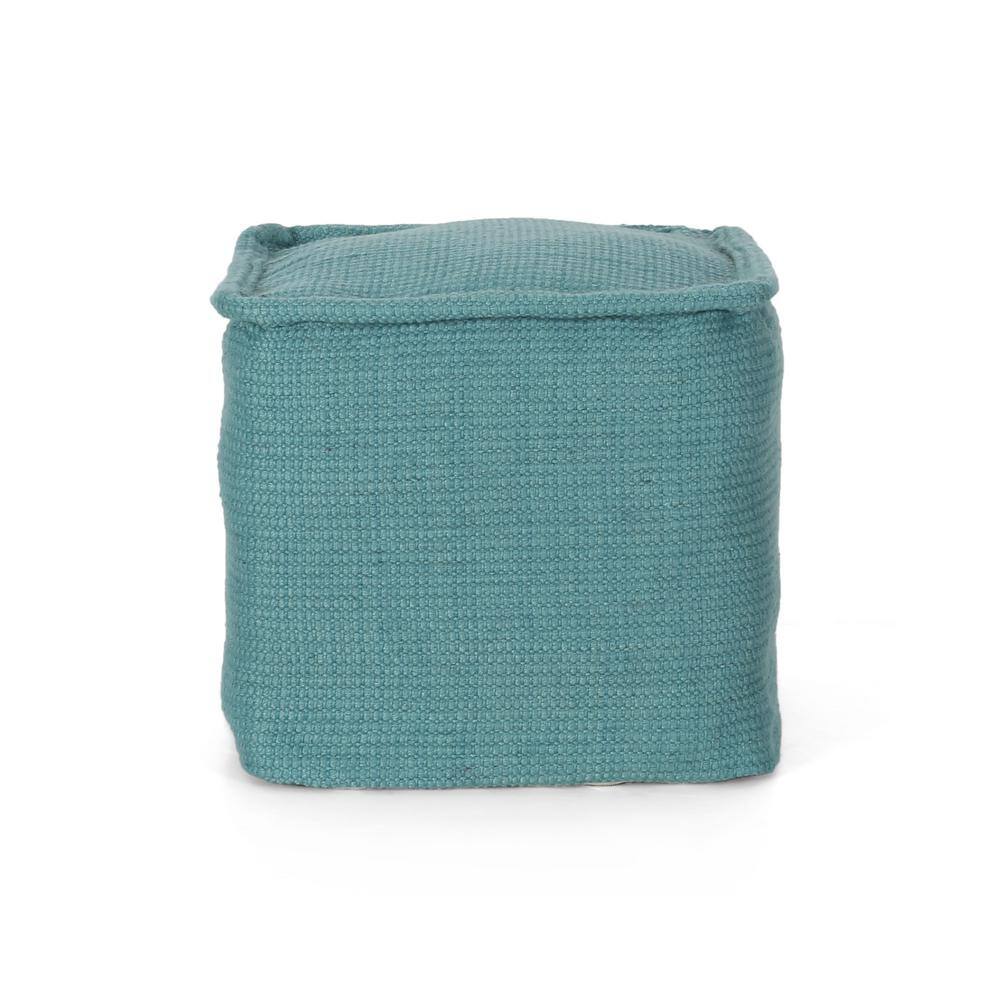 Noble House Cadence Teal Cube Pouf 69602 - The Home Depot