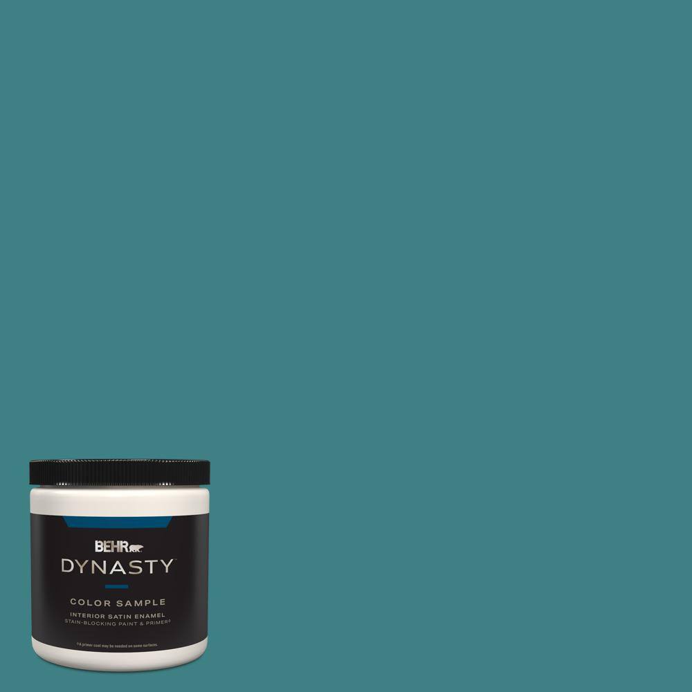 BEHR DYNASTY 8 oz. #510D-7 Pacific Sea Teal Satin Enamel Stain-Blocking ...