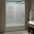 Aston Langham 56 in. to 60 in. x 60 in. Completely Frameless Sliding Tub Door with Frosted Glass ...