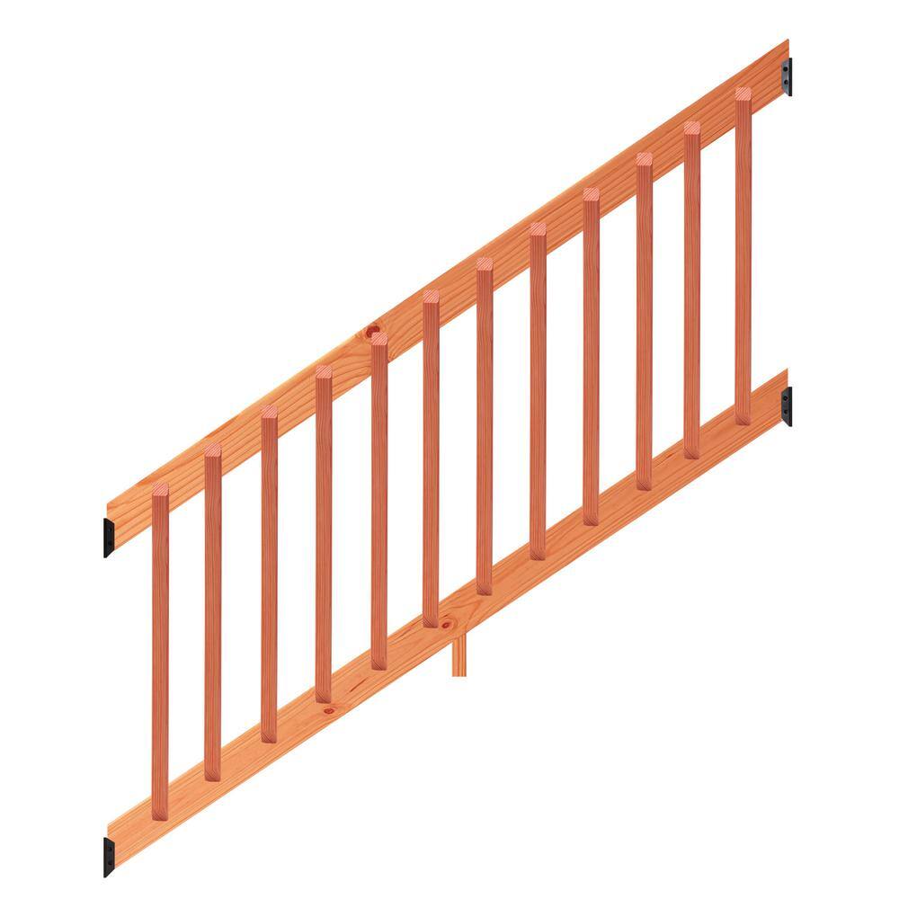 ProWood 6 ft. Redwood-Tone Southern Yellow Pine Stair Rail Kit with B2E ...