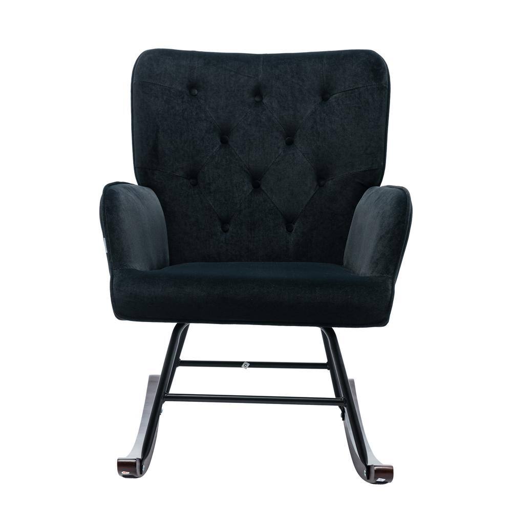 Black Velvet Comfortable Rocking Chair for Living Room ZQ-W39538396 ...