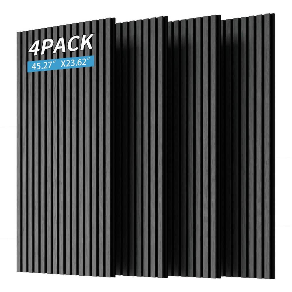 Seafuloy 45.27 in. Gray Wood Slat Acoustic Panels 3D Fluted MDF Wall ...