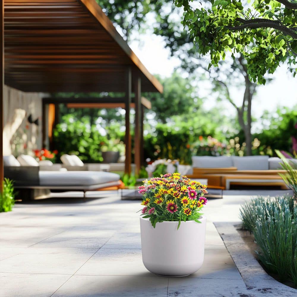 Morrava 13.5 in. Medium Crisp White(Enhanced Core) Concrete Round ...