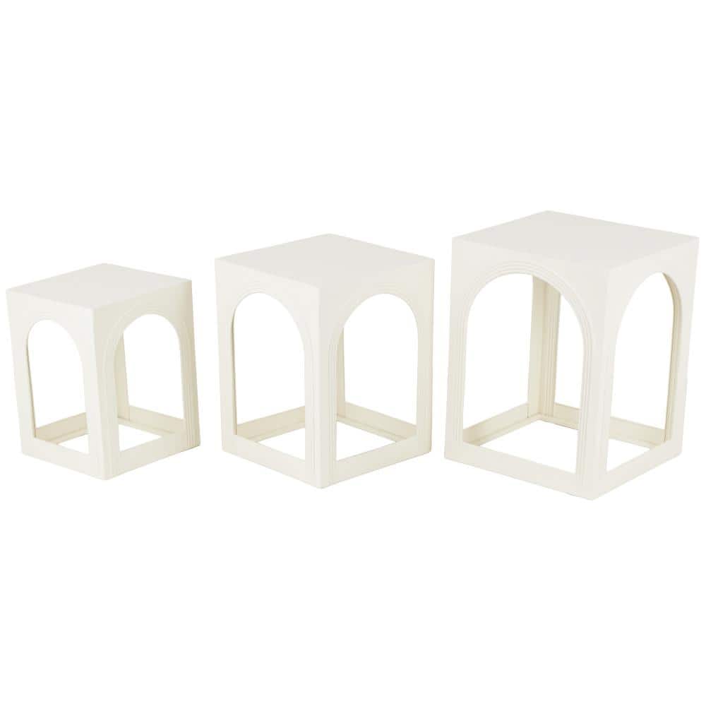 Litton Lane 16 in. White Nested Square Metal End Table with Arched ...