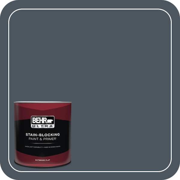 BEHR ULTRA 1 qt. #N480-7 Midnight Blue Flat Exterior Paint & Primer ...