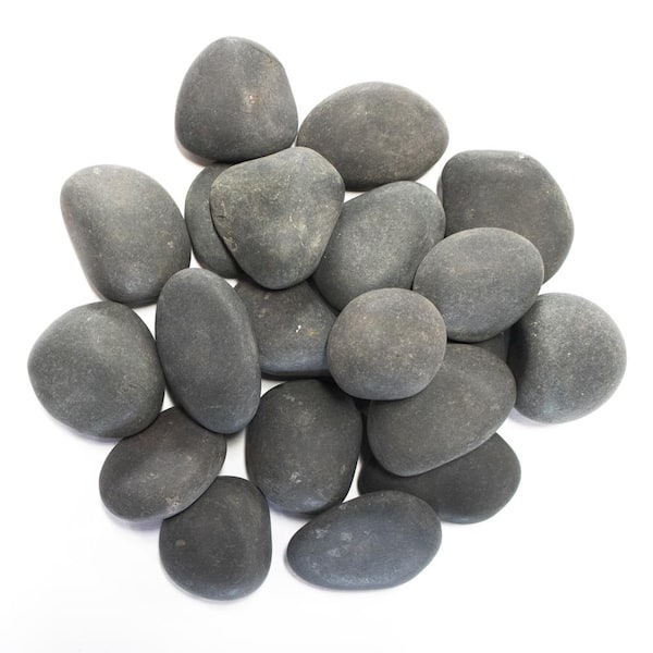 Geobunga 0.50 cu ft. 1 in. x 2 in. 40 lbs. Matte Black River Rock MB ...