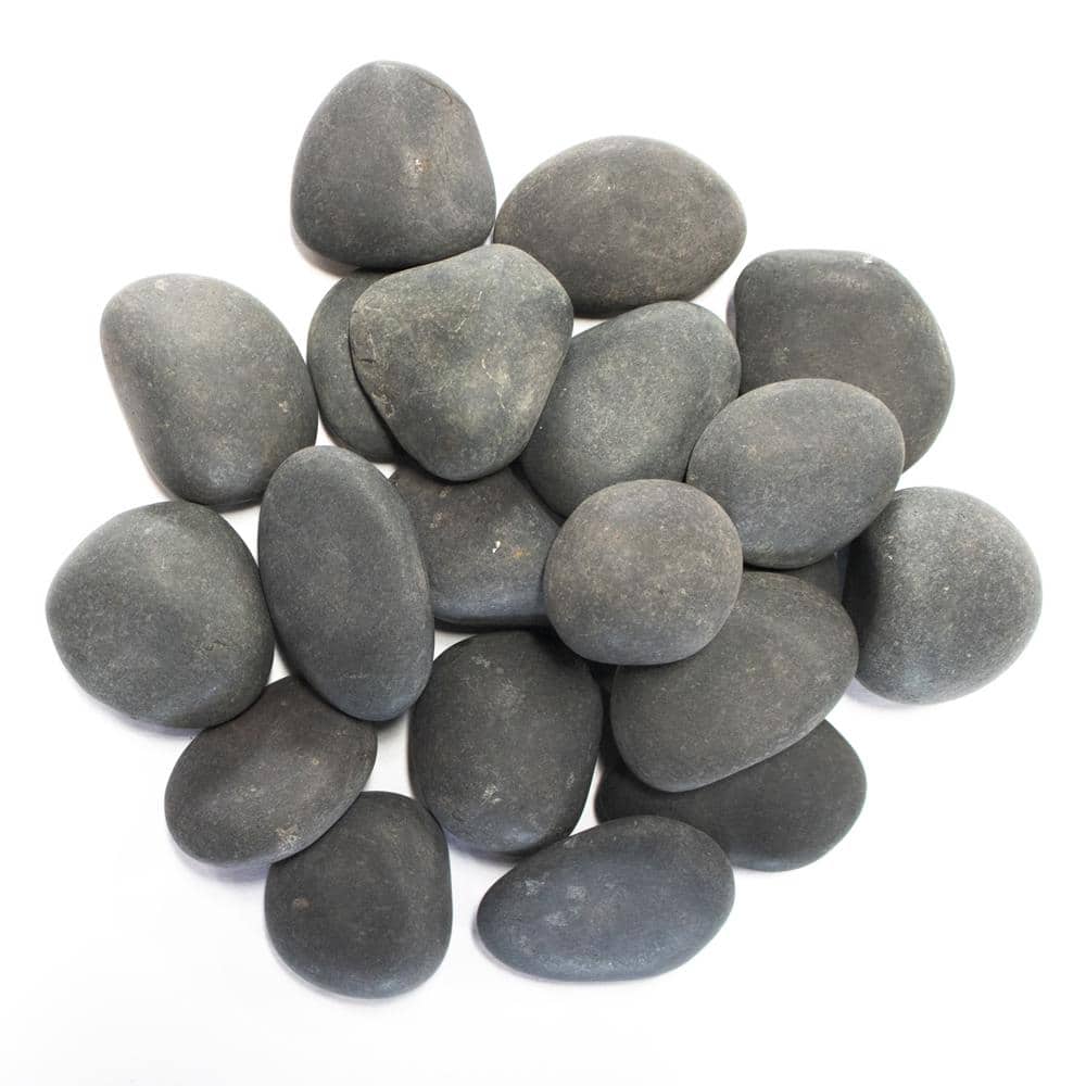 Geobunga 0.50 cu ft. 2 in. x 3 in. 40 lbs. Matte Black River Rock MB ...