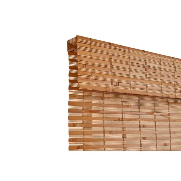 Home Decorators Collection Modern Farmhouse Cut to Size Honey Flat Weave Cordless Light Filtering Bamboo Shade 36 in. W x 72 in. L 2258536E The Home Depot
