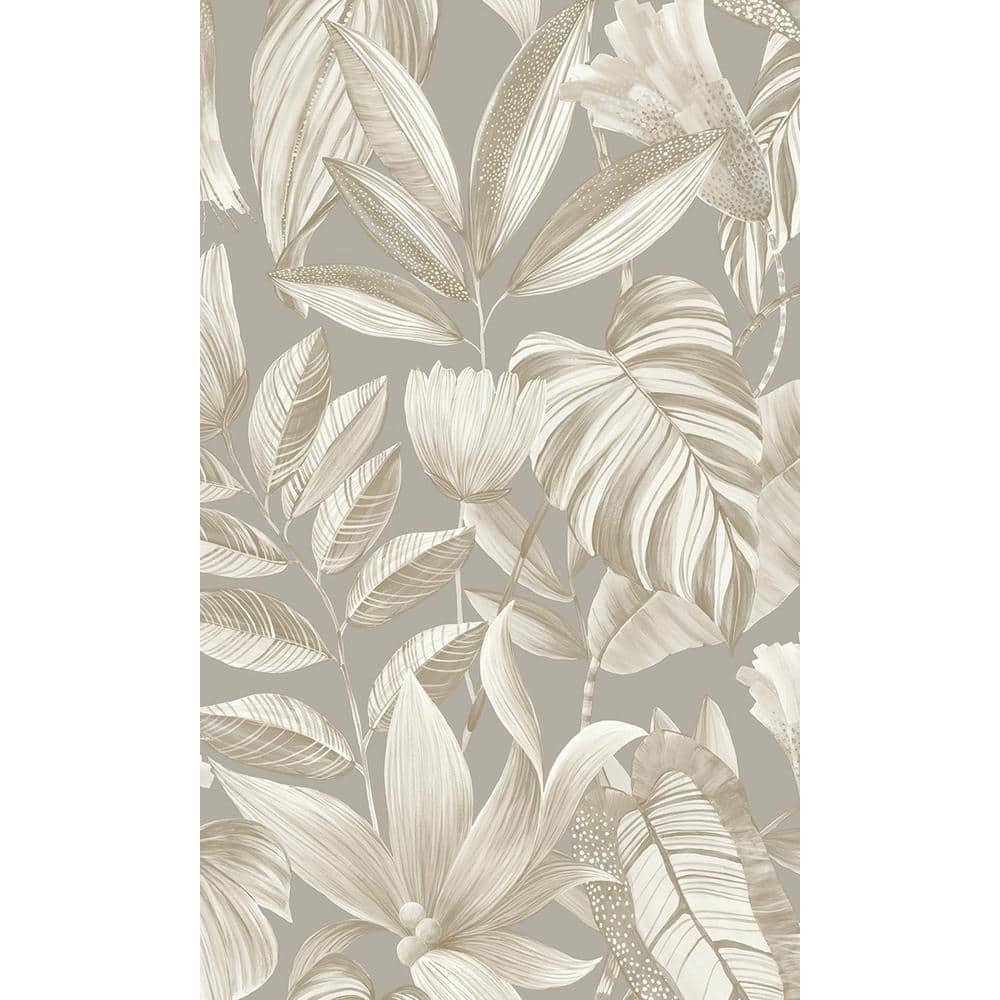 Walls Republic Grey Tropical Jungle Leaves Printed Non-Woven Non-Pasted ...