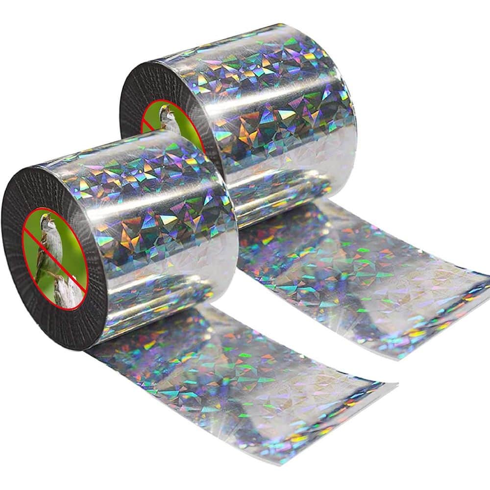 Aspectek 100 ft. Double Sided Holographic Bird Scare Ribbon Tape (2 ...