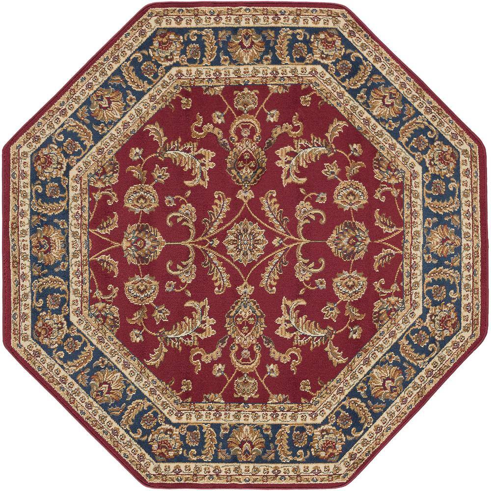 Tayse Rugs Sensation Border Red 6OCT Octagon ft. Indoor Area Rug ...