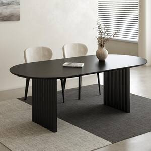Dovelina Brix Modern Oval Black Wood Top 67 in. Double Pedestal Base Dining Table Seats 6 HD ...