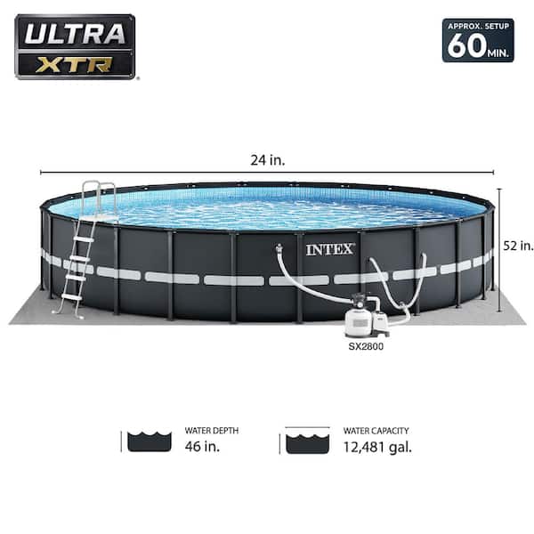 Intex Ultra XTR 24ft. Round 52 in. Deep Soft Sided Above Ground Pool Set with Filter Pump ...