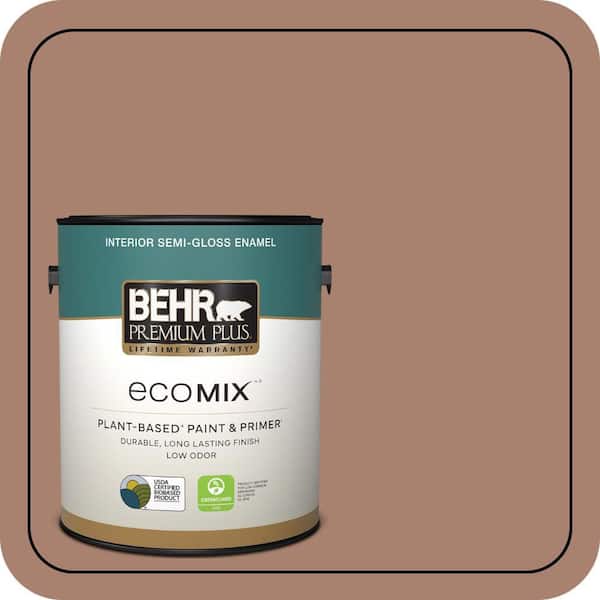 BEHR PREMIUM PLUS 1 gal. #S190-5 Cocoa Nutmeg Semi-Gloss Enamel EcoMix ...
