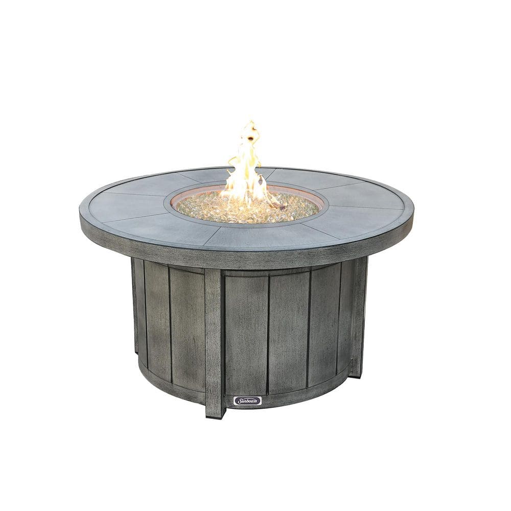 Sunbeam Boa Grey Round Brushed Aluminum Fire Pit Table 9102-Grey - The ...