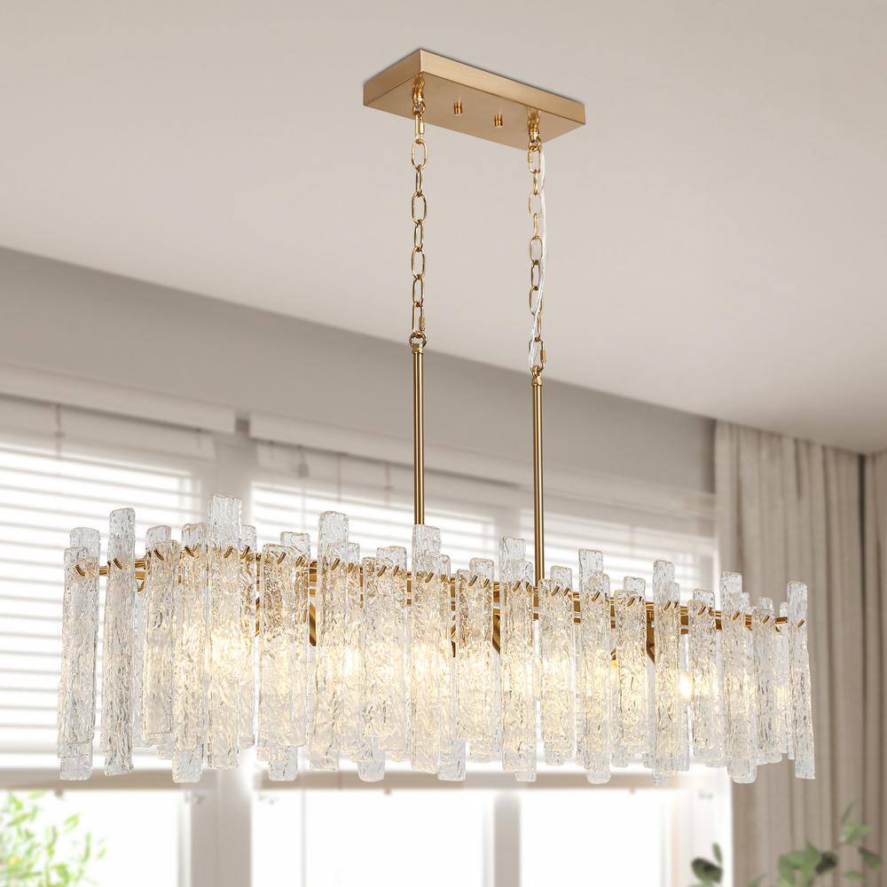LNC Engaveric 6-light Plating Brass Modern Rectangle Chandelier for ...