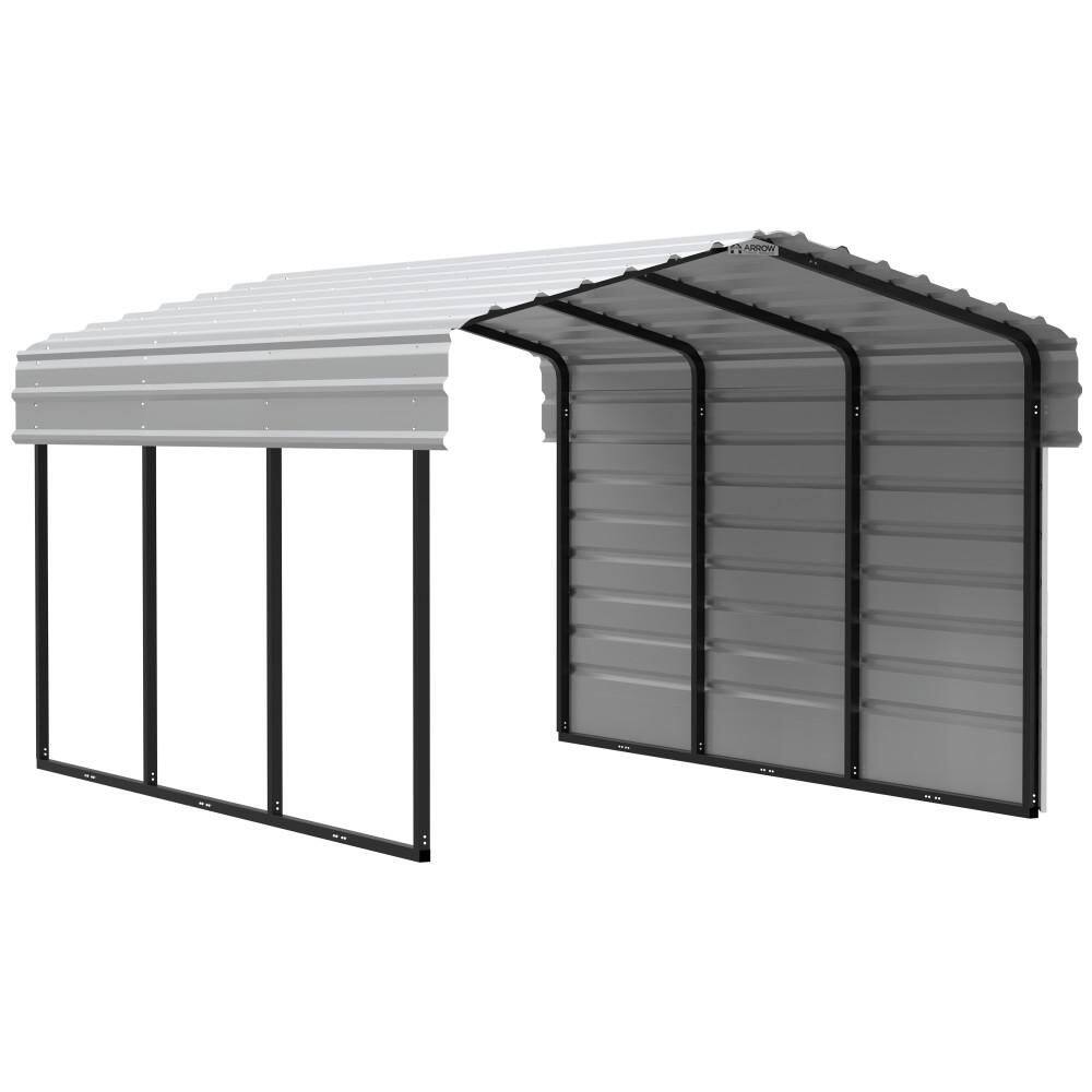 Arrow 10 ft. W x 15 ft. D x 7 ft. H Eggshell Galvanized Steel Carport ...