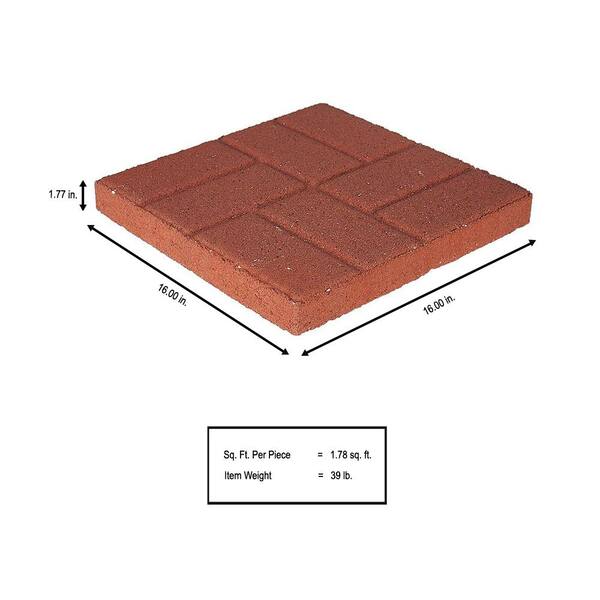 Pavestone 16 In X 16 In X 1 75 In River Red Concrete Brickface