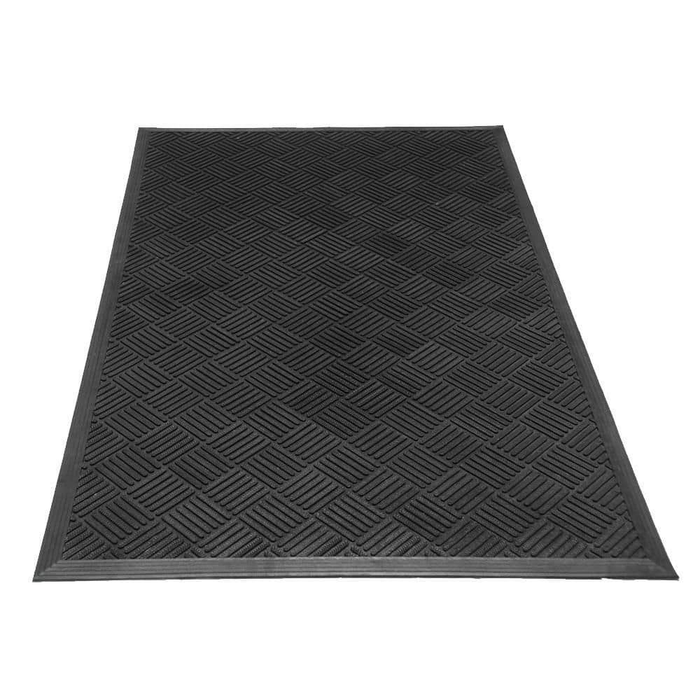 Rubber-Cal Dura-Scraper Checkered 24 in. x 36 in. Black Commercial ...