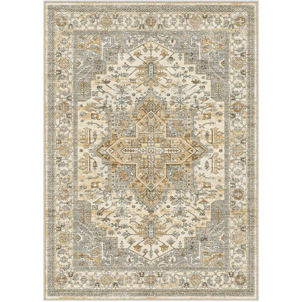 HaiiMeid Imam Brown 8 ft. x 10 ft. Vintage Washable Medallion ...