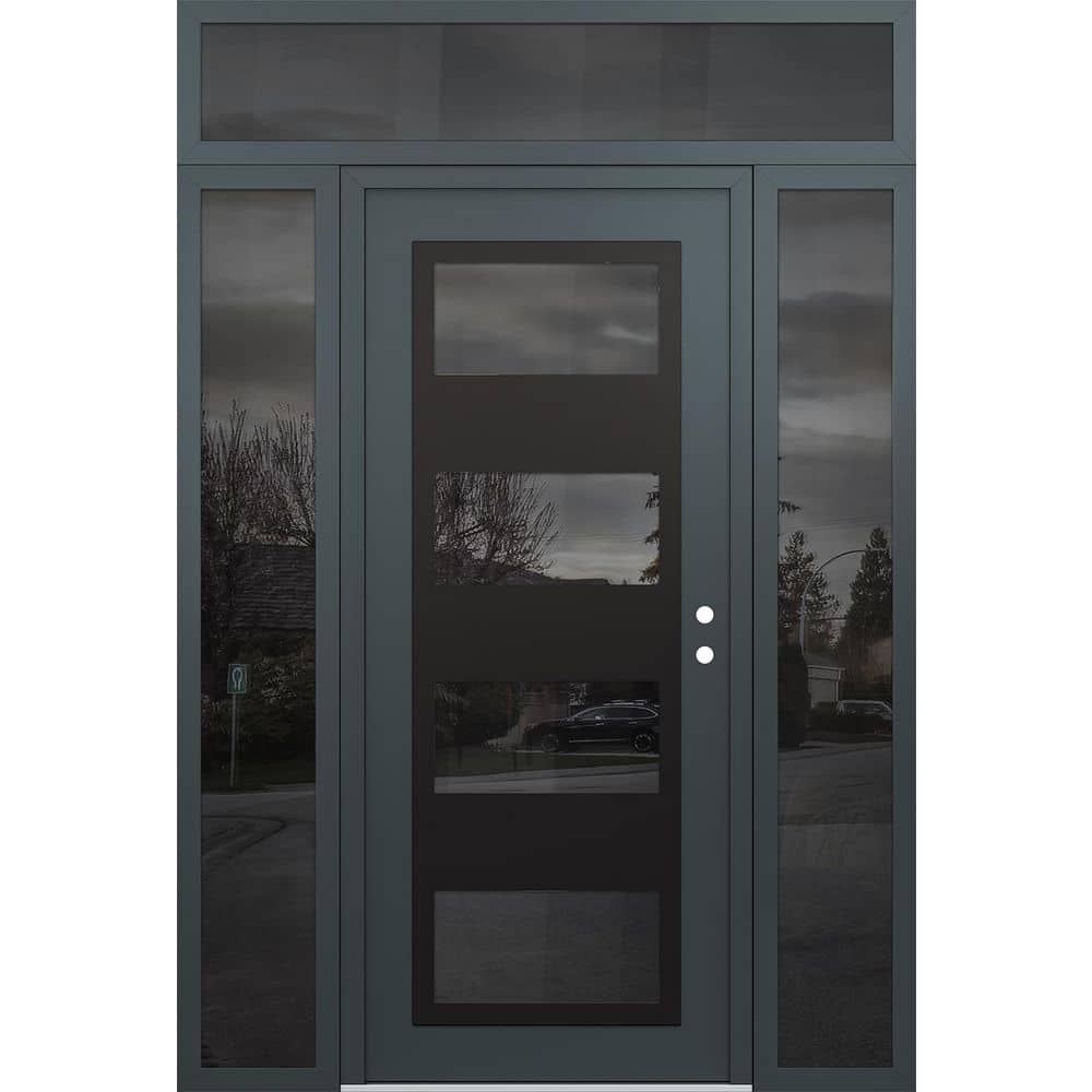 Tessari Doors C2 68 in. x 96 in. Black P Left-Hand/Inswing Mirrored ...
