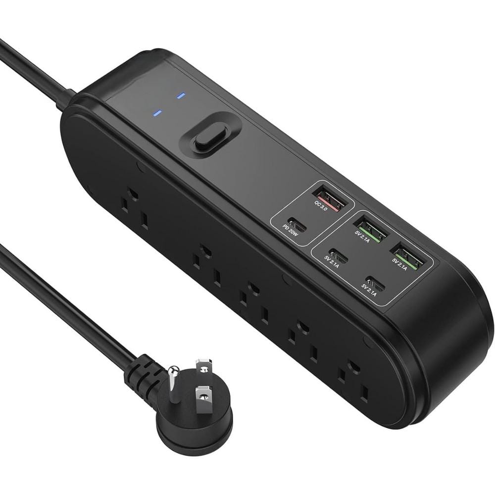 Aoibox Black 10-Outlets Power Strip Surge Protector with 6 ft. Cord ...