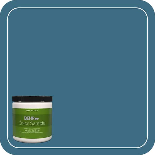 BEHR PREMIUM PLUS 8 oz. #S490-6 Bering Wave Semi-Gloss Interior ...