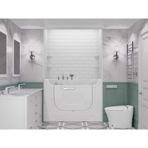 ANZZI Rampart Wall Series 30 in. x 60 in. Left Side Drain Combination ...