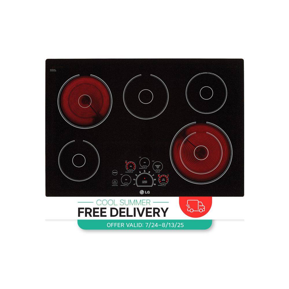 LG 30 in. Radiant Smooth Surface Electric Cooktop in Black with 5 ...