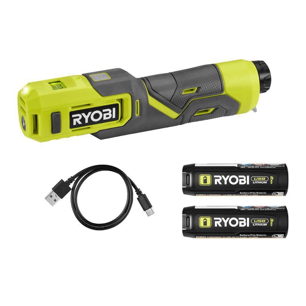 RYOBI USB Lithium Cordless High Pressure Inflator Kit w/ 2.0 Ah Battery ...