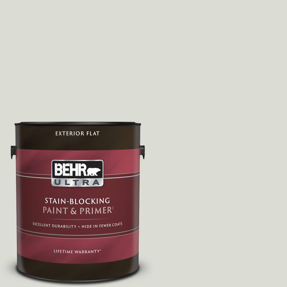 BEHR ULTRA 1 gal. #BWC-29 Silver Feather Flat Exterior Paint & Primer ...