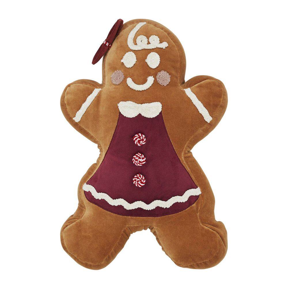 VHC Brands 18x12 Mrs. Gingerbread Appliqued Pillow 89885 - The Home Depot