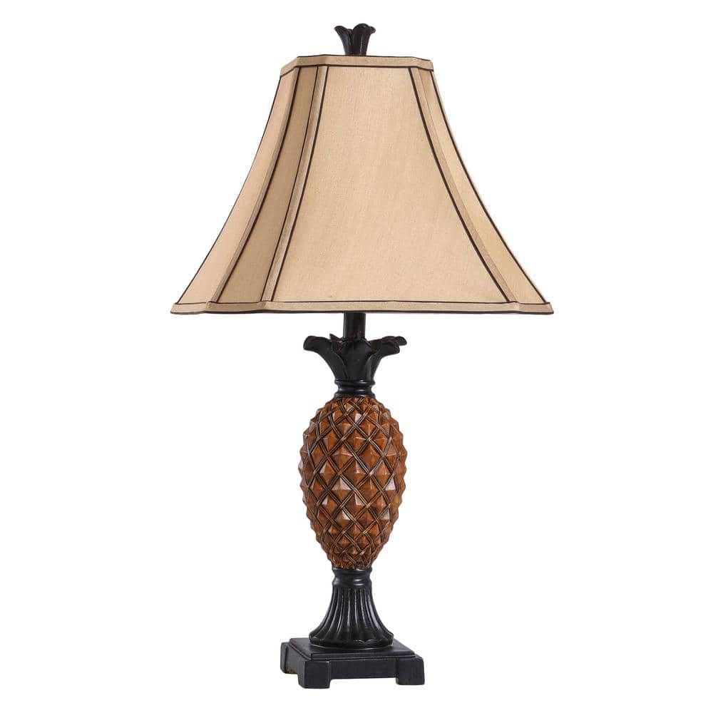 StyleCraft 29 in. Brown Table Lamp with Beige Fabric Shade l31895DS ...