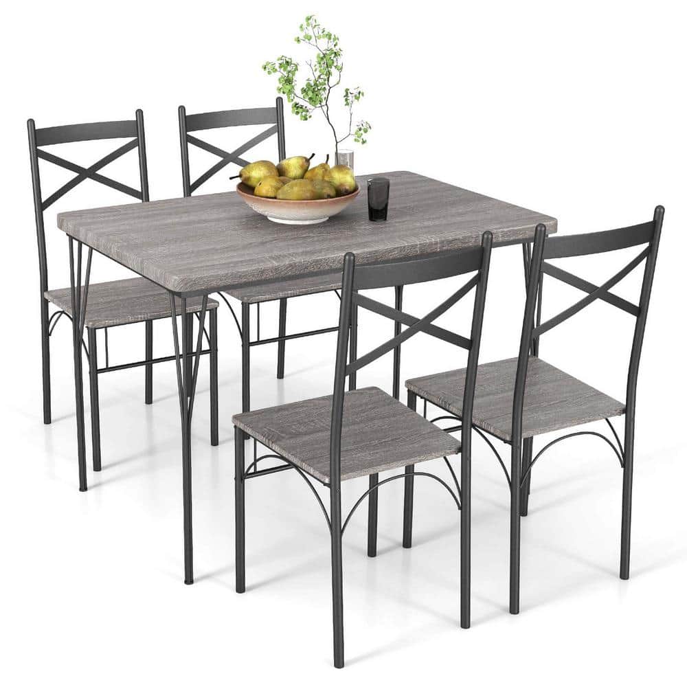 Costway 5-Piece Dining Table Set Modern Rectangular Dining Table and 4 ...