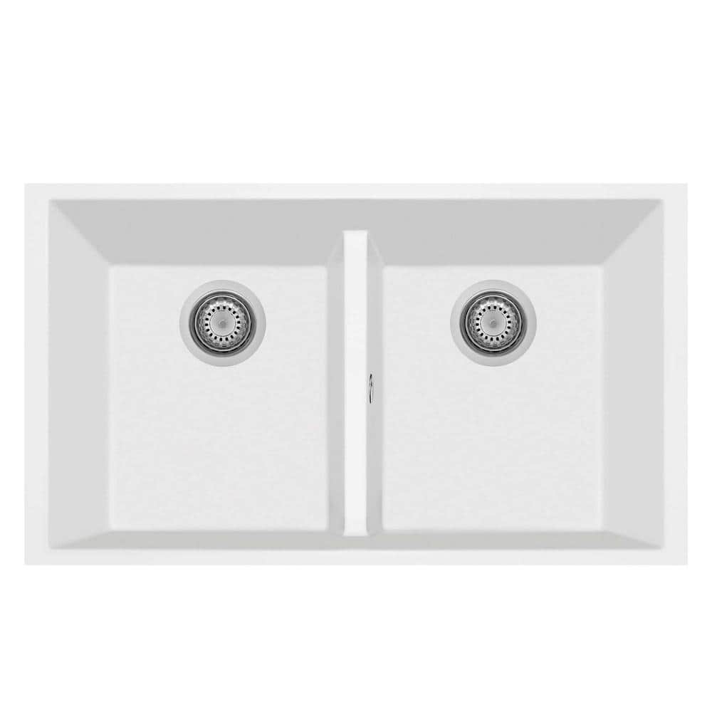 LaToscana ONE Series 33 in. Undermount Double Bowl Quartz Kitchen Sink ...