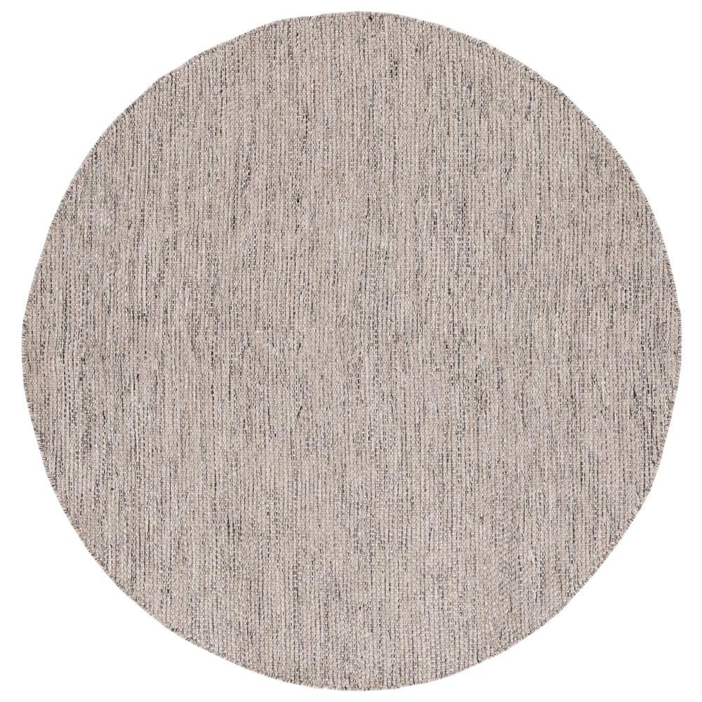 SAFAVIEH Natura 6 ft. x 6 ft. Gray/Ivory Striped Marle Round Area Rug ...