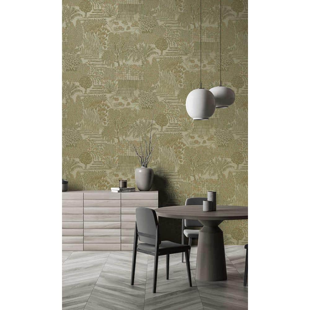 Walls Republic Khaki Garden Print Non-Woven Paper Paste the Wall ...