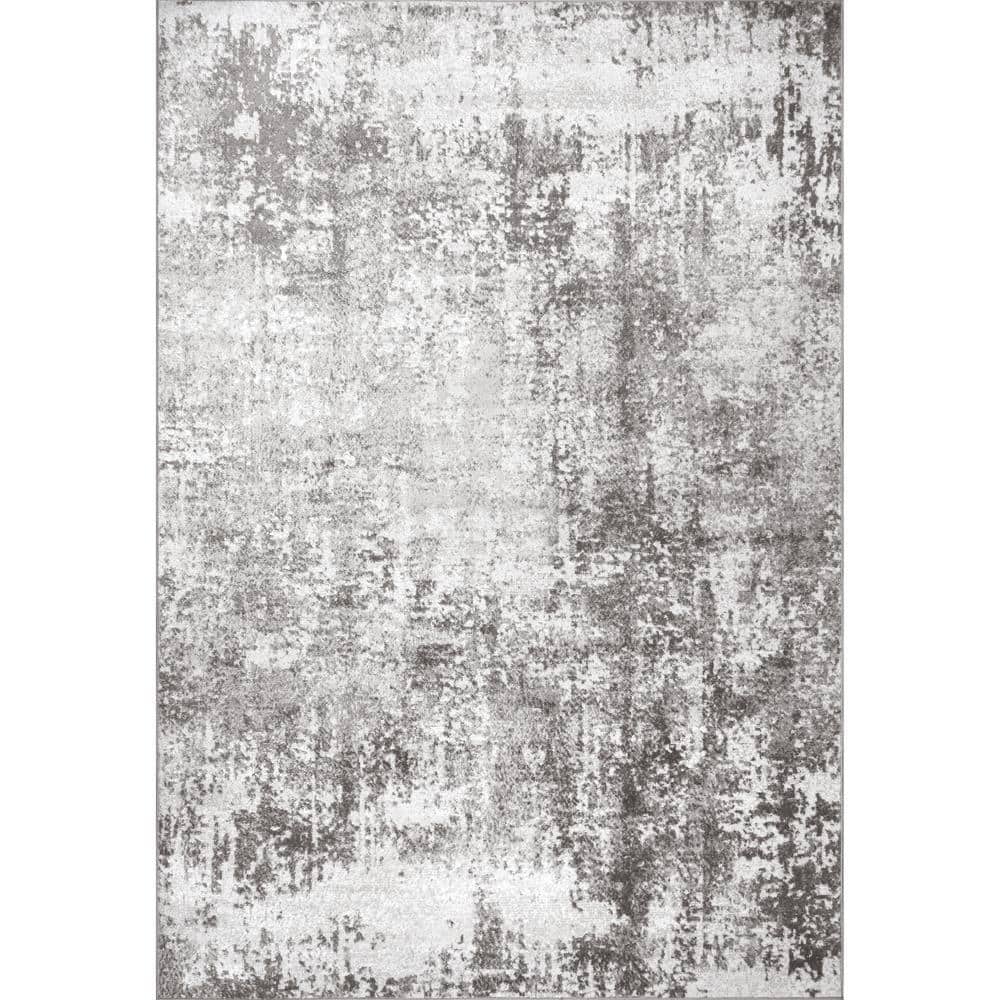nuLOOM Jade Faded Abstract Light Grey 5 ft. x 8 ft. Indoor Area Rug ...