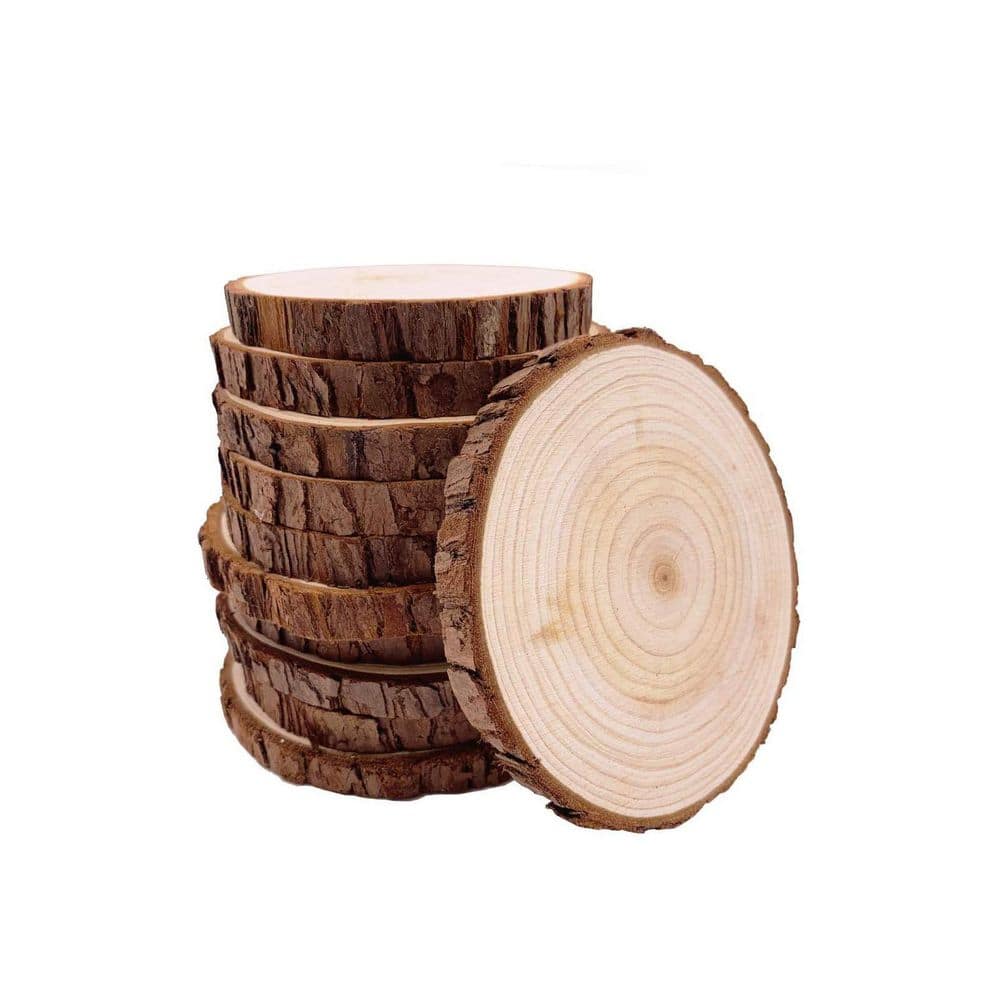 Afoxsos 0.4 in. x 4.2 in. x 4.7 in. Pine Wood Slices Project Panel 10 ...
