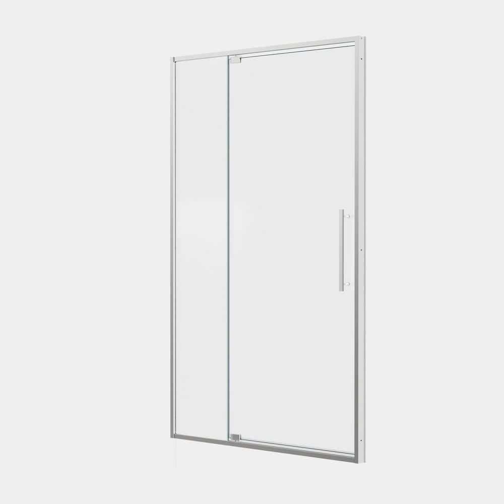 LIVACA 56 in.-60 in. W x 74 in. H Pivot Shower Door in Brushed Nickel ...