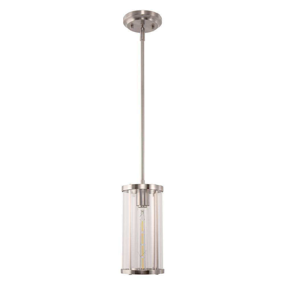 Briignite 1-Light Nickel Pendant Light with Clear Glass Shade, Modern ...