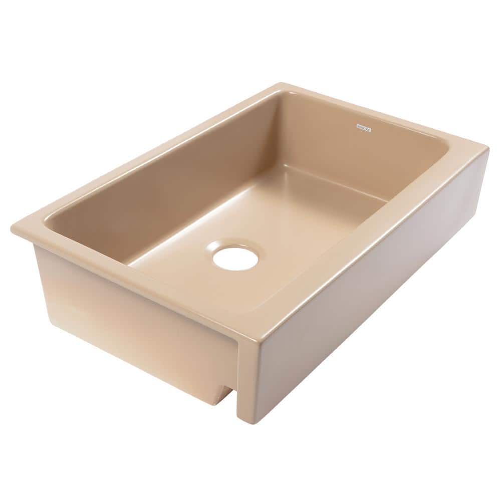 SINKOLOGY Grace SureFire Matte Tan Fireclay 33.85 Single Bowl Quick-Fit ...