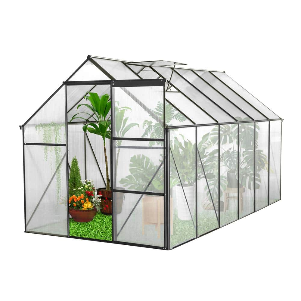 Sudzendf 74.8 in. W x 146.06 in. D x 76.77 in. H Black Greenhouse ...