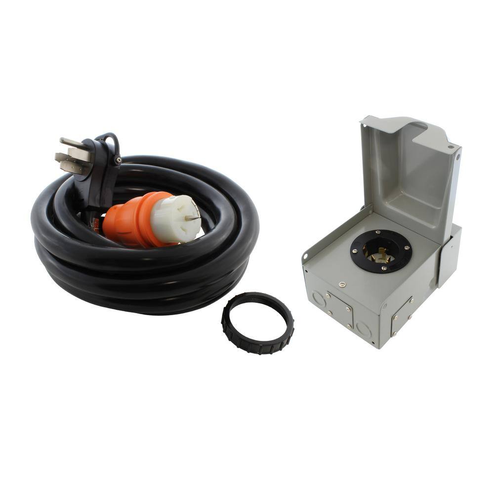 AC WORKS 50A Emergency Power Kit with SS2-50 Inlet Box and 15 ft. Cord ...
