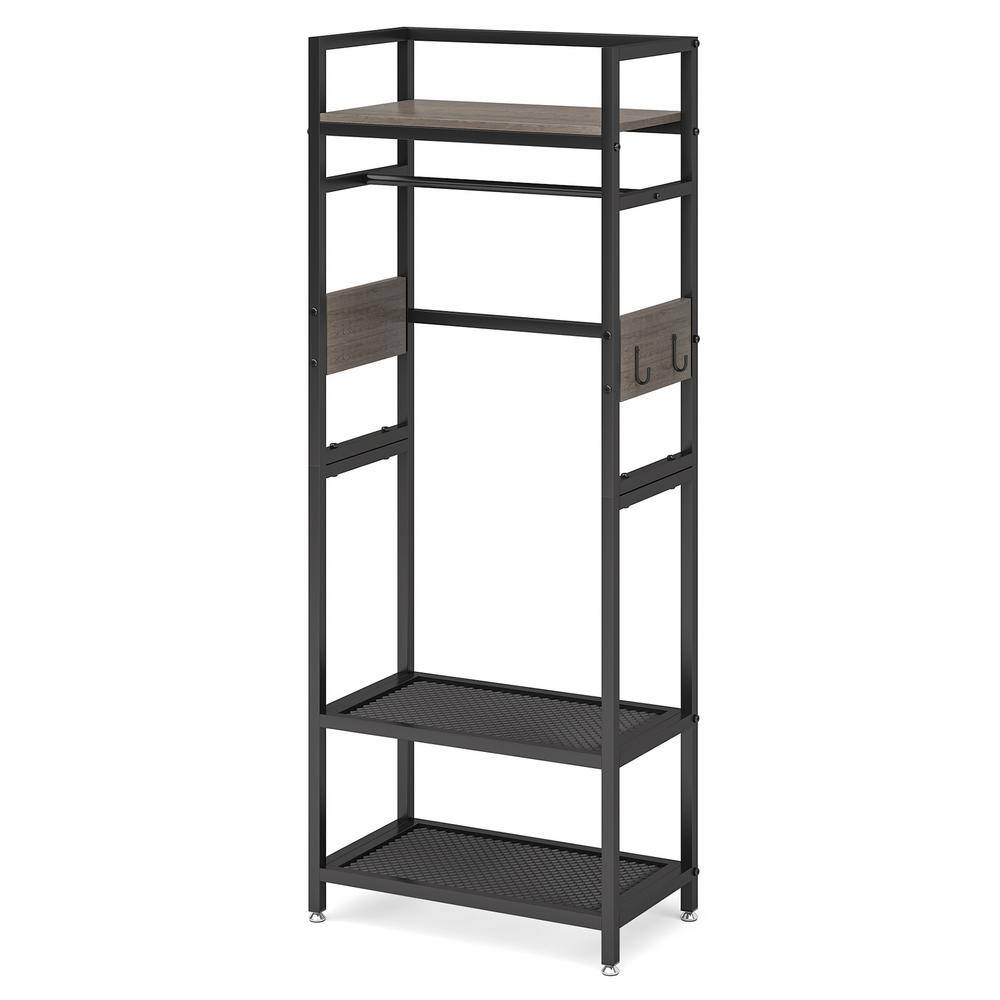 BYBLIGHT Carmalita Gray Hall Tree Entryway Coat Rack with Shoe Storage ...
