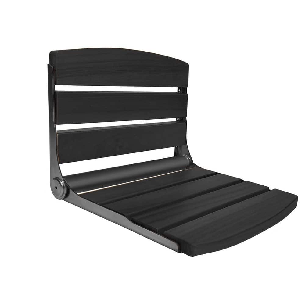 Reviews for Numhew 17.5 in. Folding Teak Wood Shower Seat in Black ...